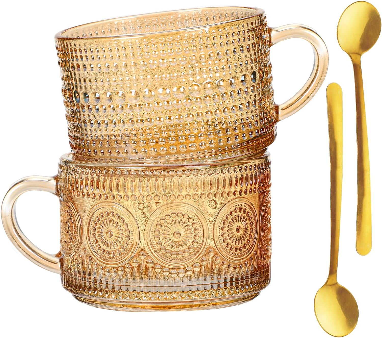 Fairy 2Pcs Vintage Glass Coffee Mugs 14oz Overnight Oats Container with ...