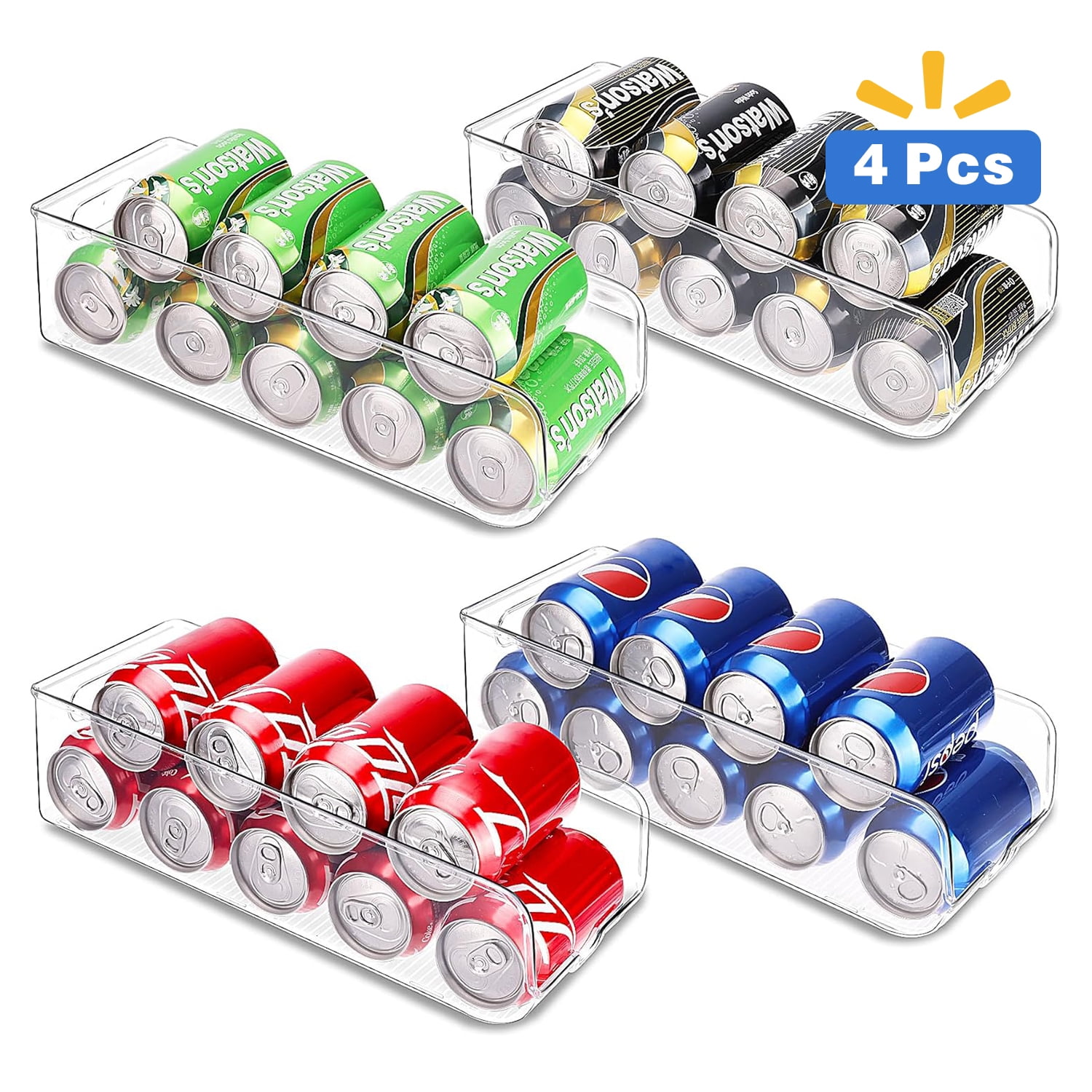 Fairy 4 Pack Soda Can Organizer, Drink Can Holder for Refrigerator ...