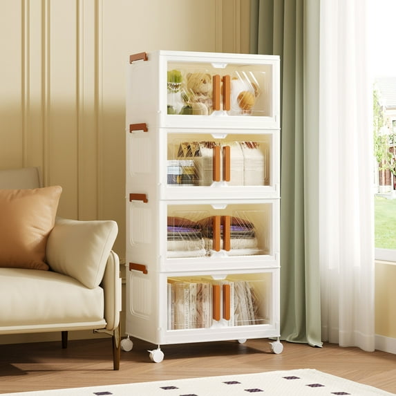 Fairy 44QT Plastic Foldable Storage Bins with Lids, Stackable, Lockable ...