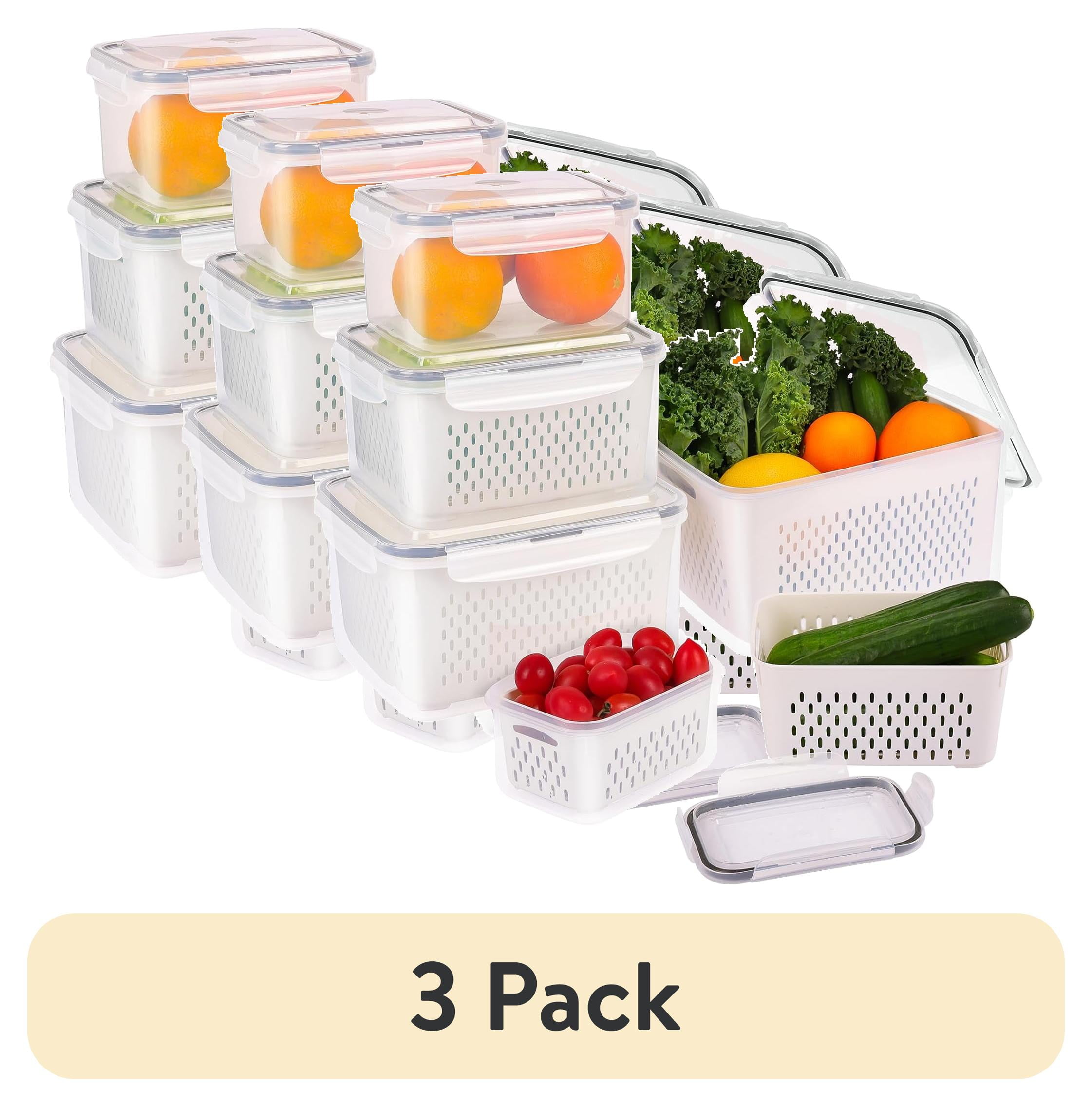 (3 pack) Fairy 5Pcs Fruit Containers for Fridge, Clear Berry Containers ...