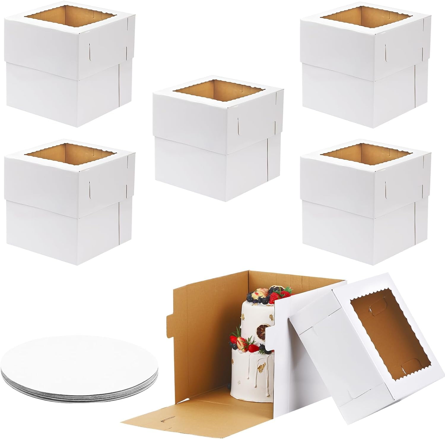 Fairy 6 Pack Tall Cake Boxes with Cake Boards for Tier Cakes ...