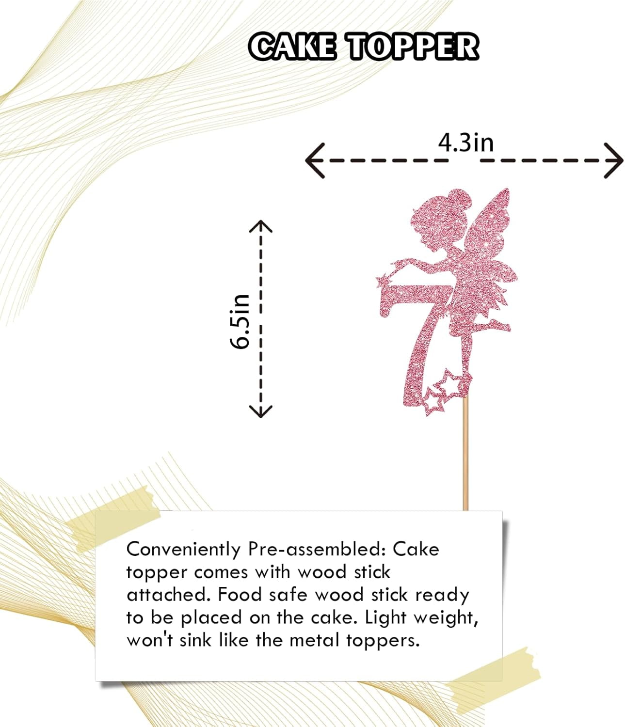 Fairy 7 Cake Topper, Rose Gold Fairy 7Th Birthday Cake Topper, Fairy ...