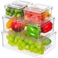 Fairy 7 Pack Plastic Refrigerator Organizer Bins with Lids, Stackable ...