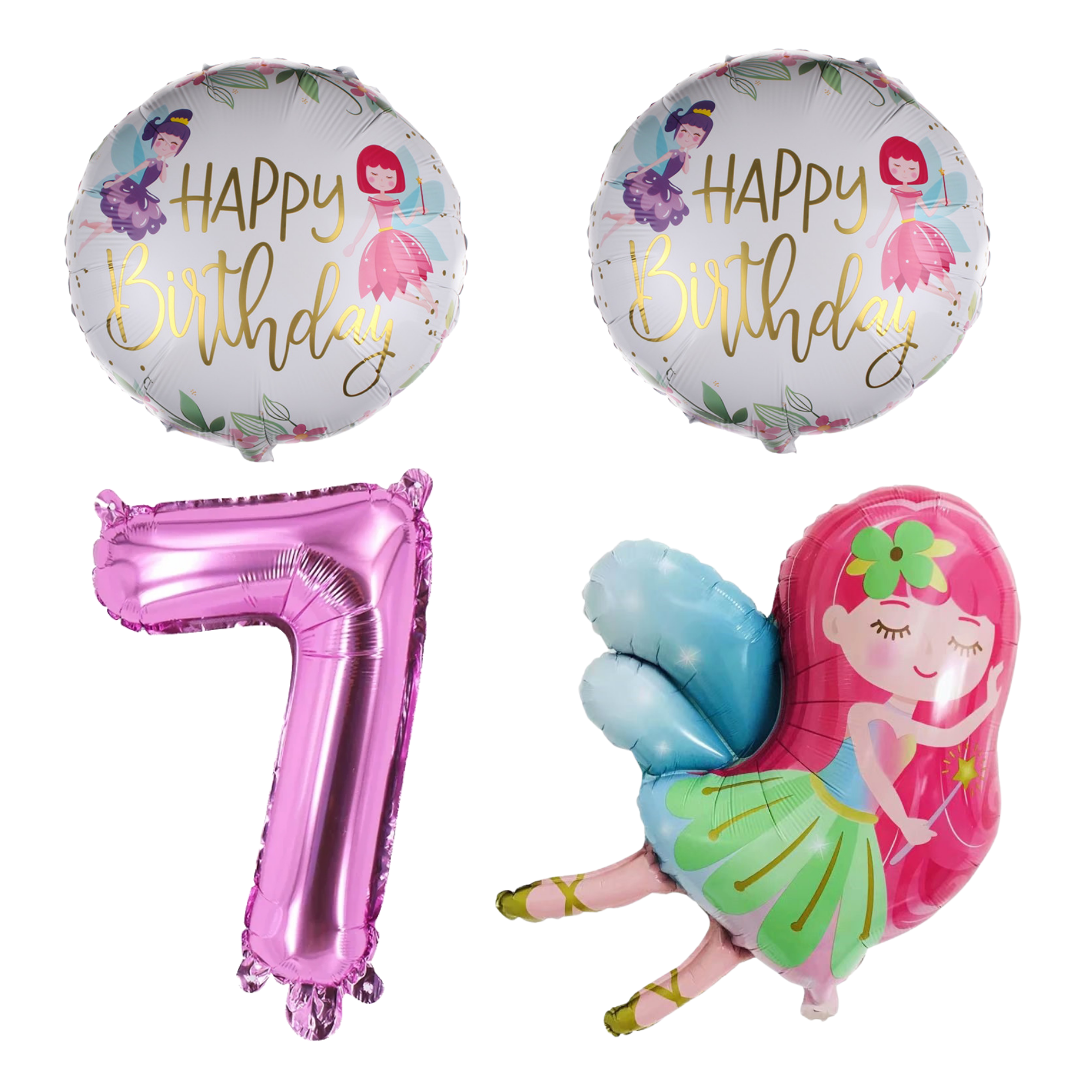 Fairy 7th Birthday Party Balloons Pink Foil Number Set - Walmart.com