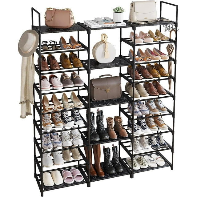 Fairy 9-Tier Shoe Rack, Storage for 50-55 Pairs, Size 51x10.6x61.2in ...