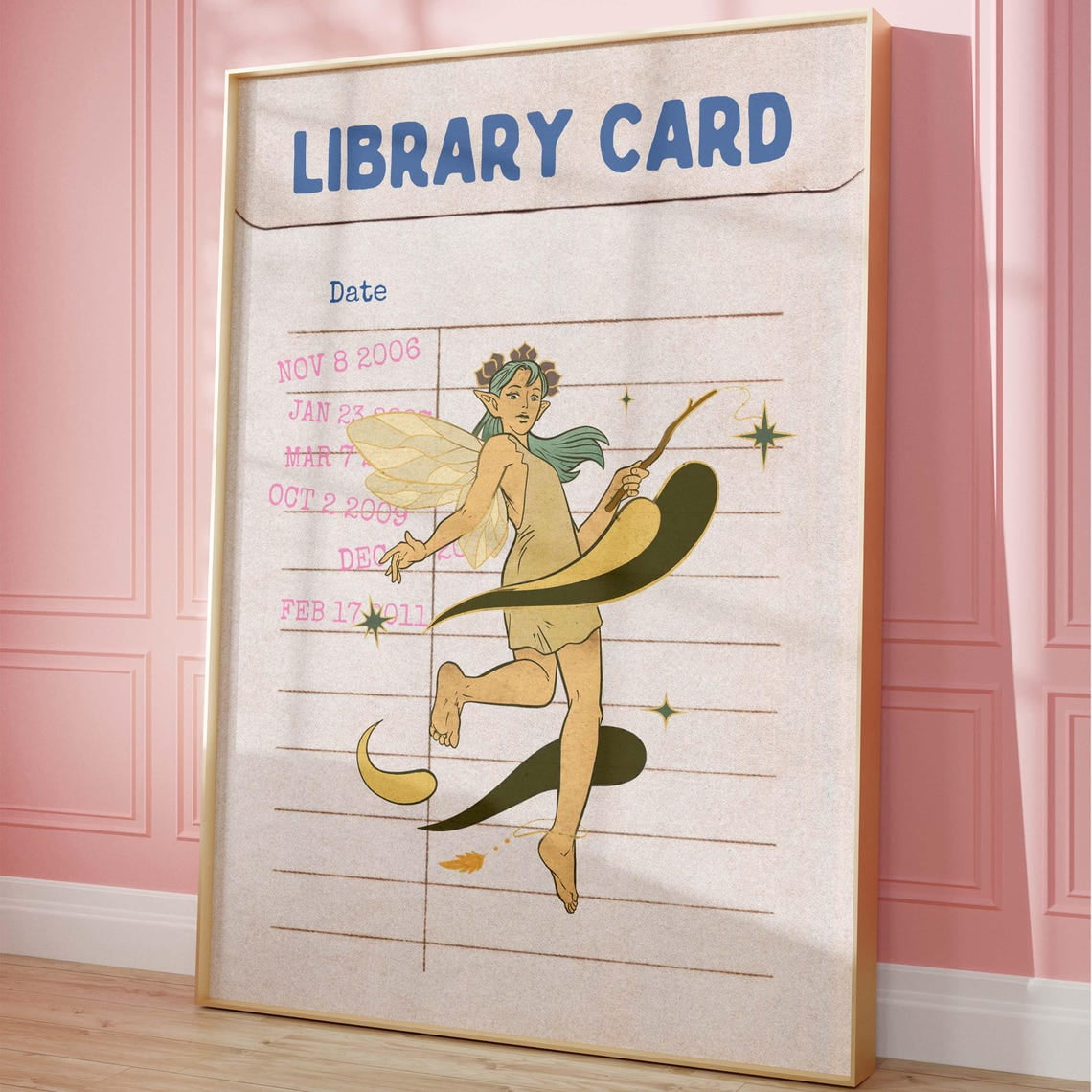 Fairy Art Print, Library Card Book Poster, Gifts For Readers, Book Nook, Book Lover Wall Art ...