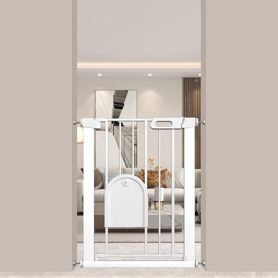 Fairy Baby 26.77"-29.53" Wide Narrow Baby Gate with Cat Door - Walk ...