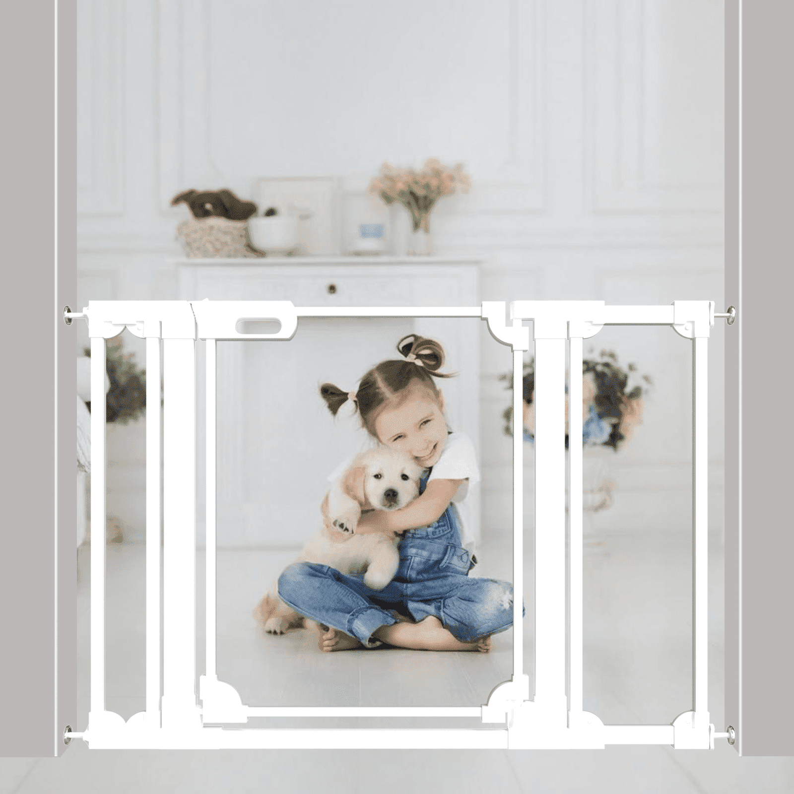 Fairy Baby Clear Baby Gate for Doorway 29-48 in Wide Pressure Mounted ...