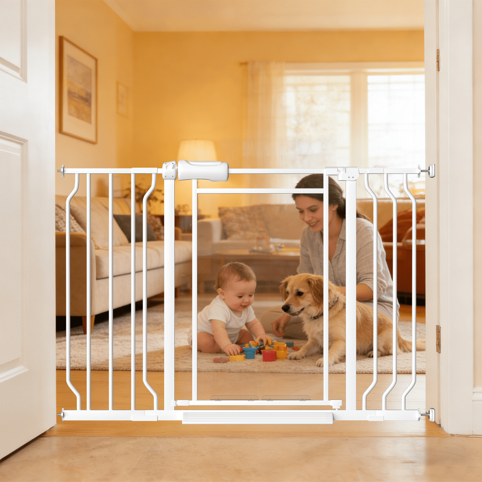 Fairy Baby Triple Lock Baby Gate with Clear Acrylic Panel - Adjustable ...