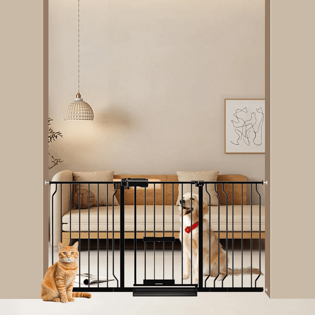 Fairy Baby Baby Safety Gate with Cat Door,57"-66" Extra Wide Pressure ...