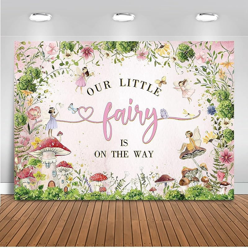 Fairy Baby Shower Backdrop Our Little Fairy is On The Way Baby Shower ...