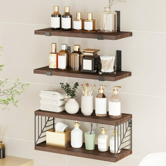 Floating Shelves for Wall Decor, Wall Mounted Wood Storage Shelf for ...
