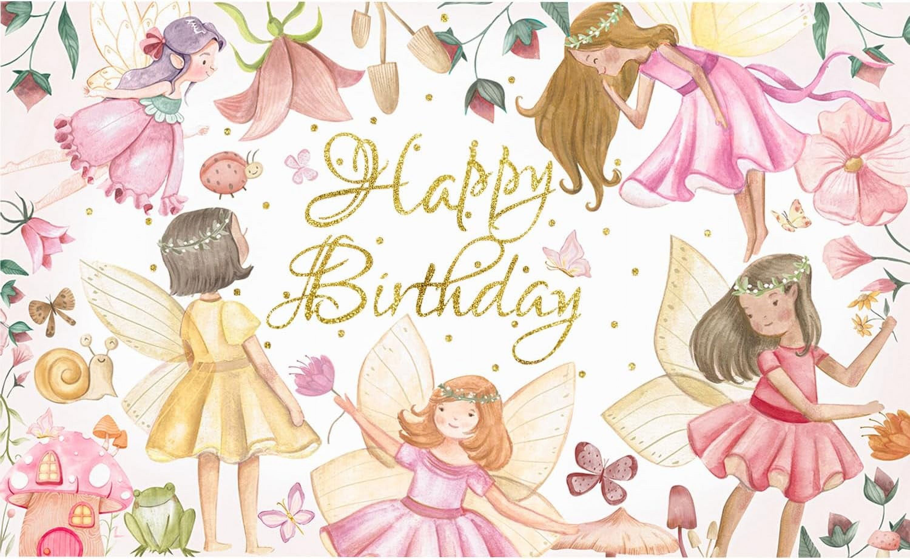 Fairy Birthday Party Backdrop Fairy Birthday Party Decorations Floral ...