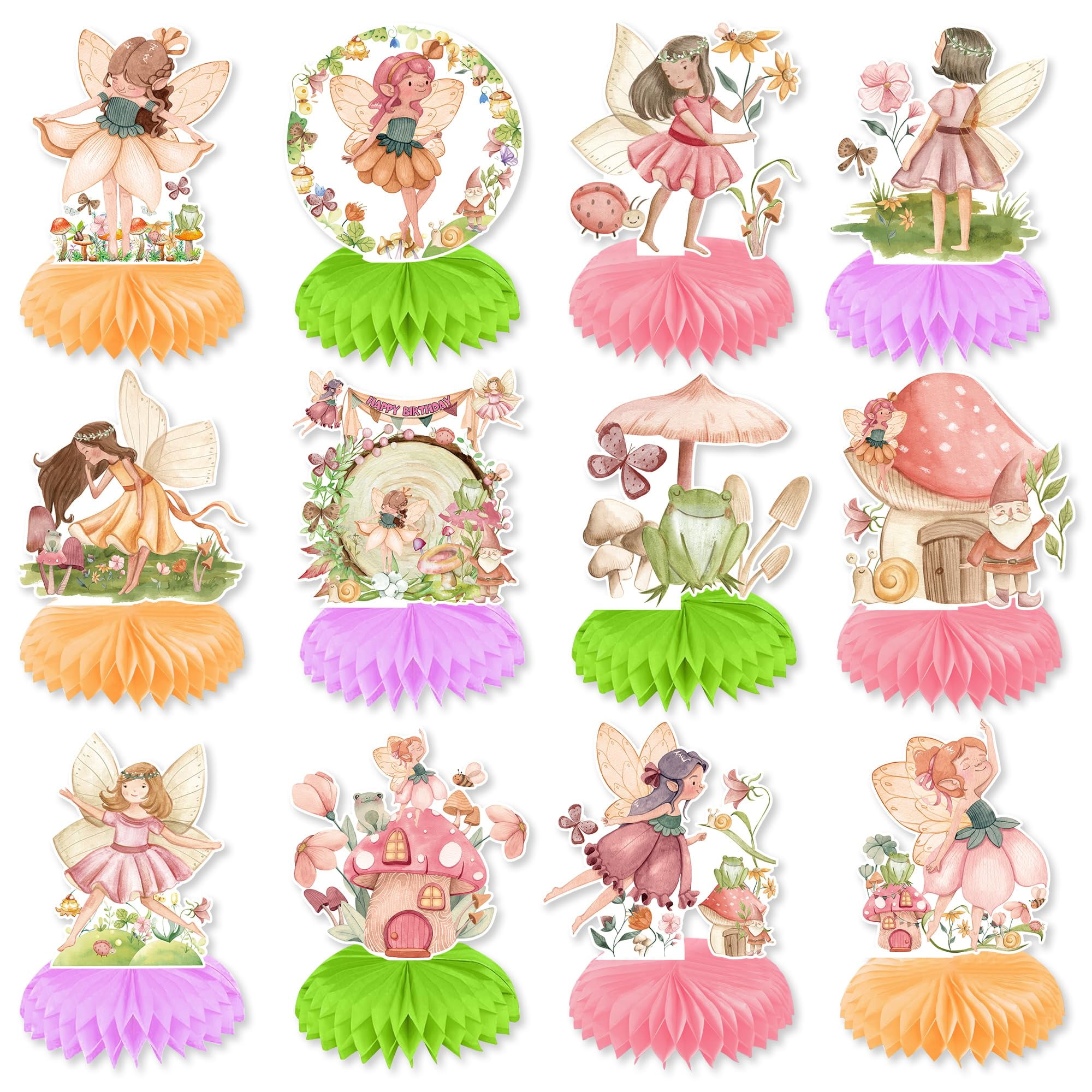 Fairy Birthday Party Table Decorations - 12 Pieces Watercolor Garden ...