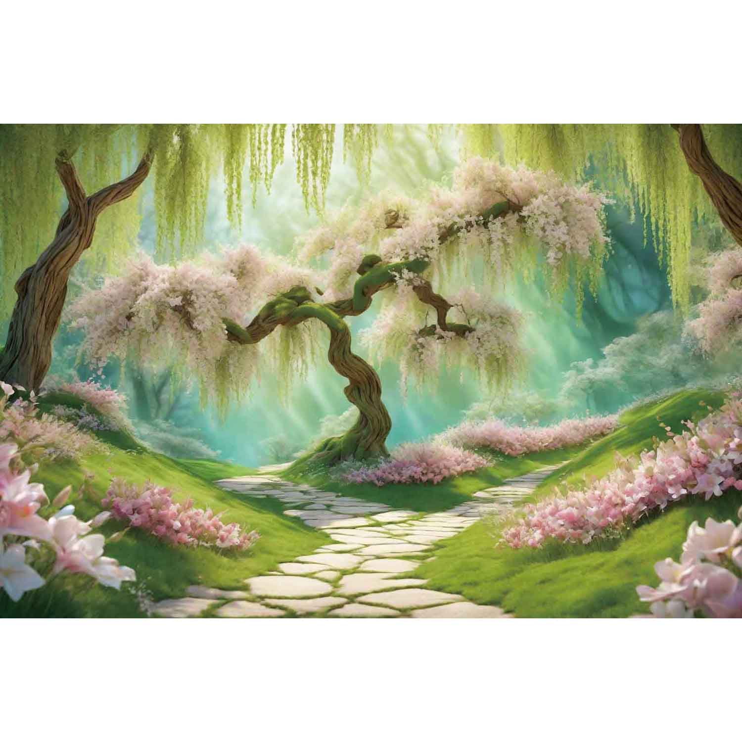 Fairy Birthday Spring Sce Background For Photography Gre Trees Flowers ...