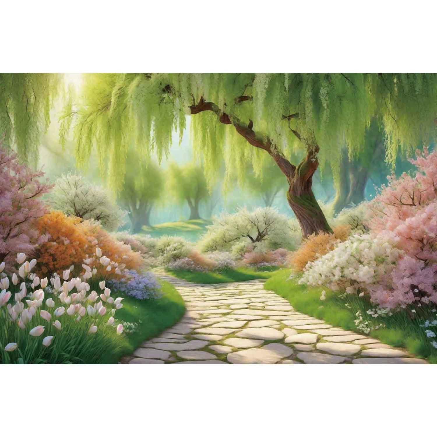 Fairy Birthday Spring Sce Background For Photography Gre Trees Flowers ...