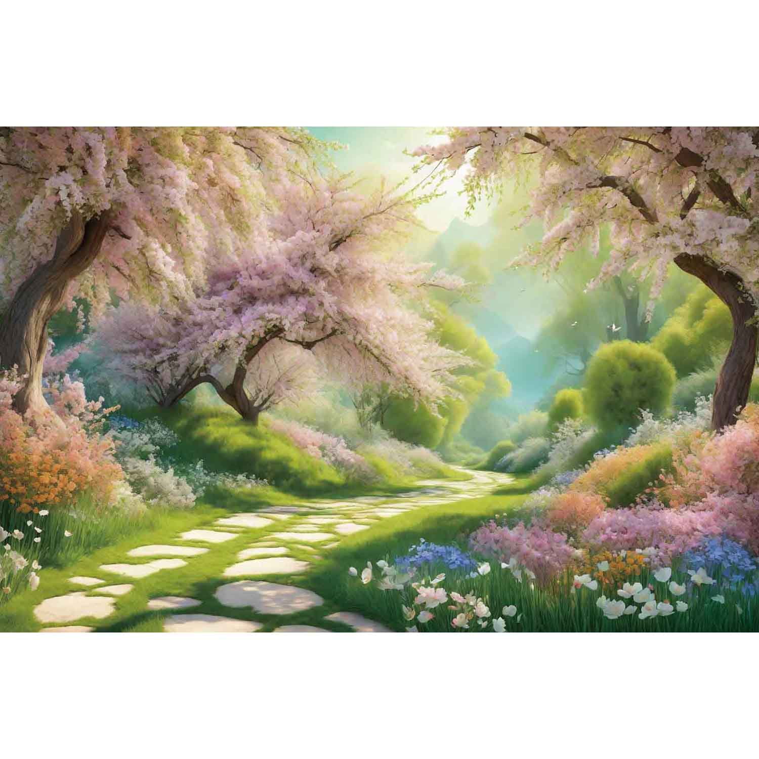 Fairy Birthday Spring Sce Background For Photography Gre Trees Flowers ...
