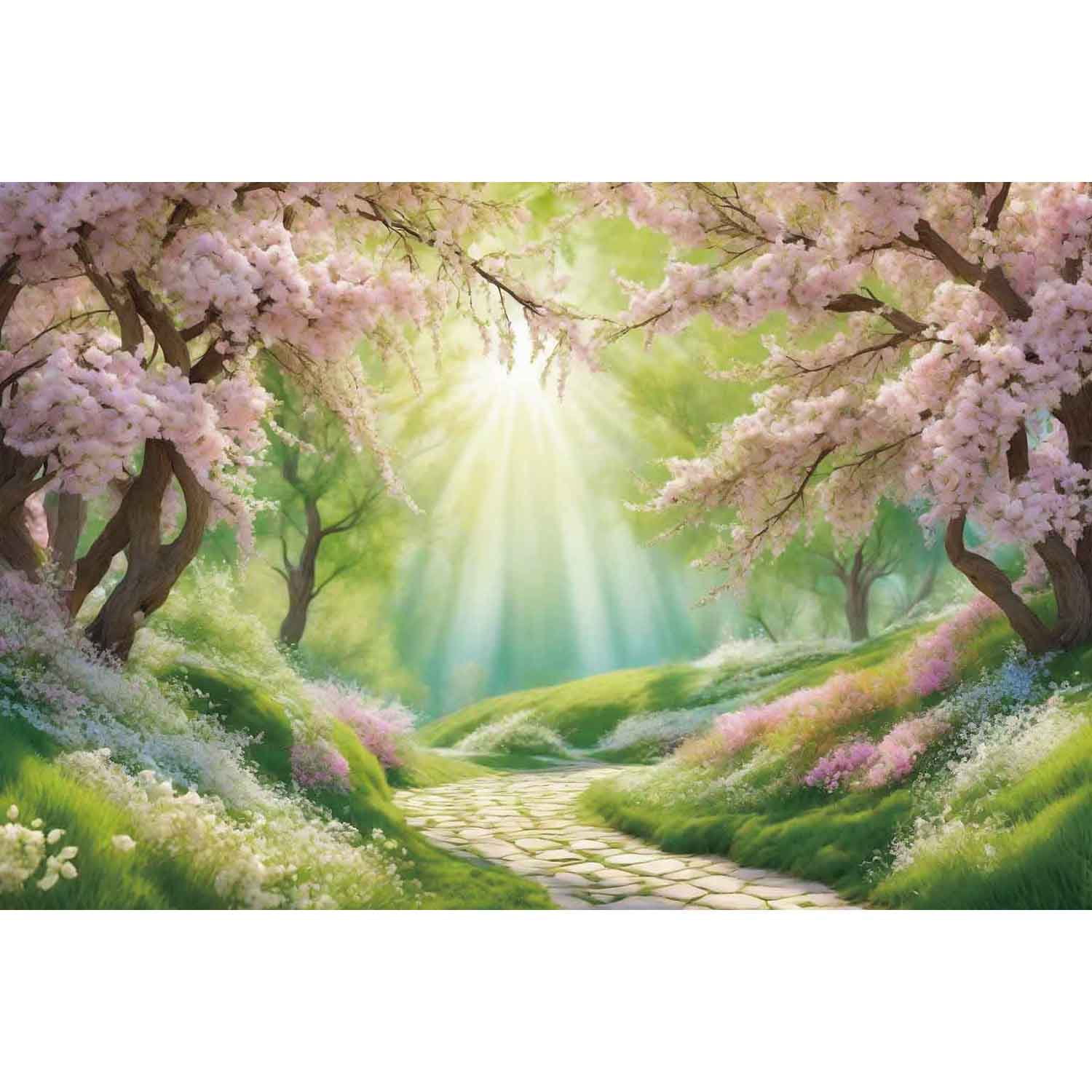 Fairy Birthday Spring Sce Background For Photography Gre Trees Flowers ...