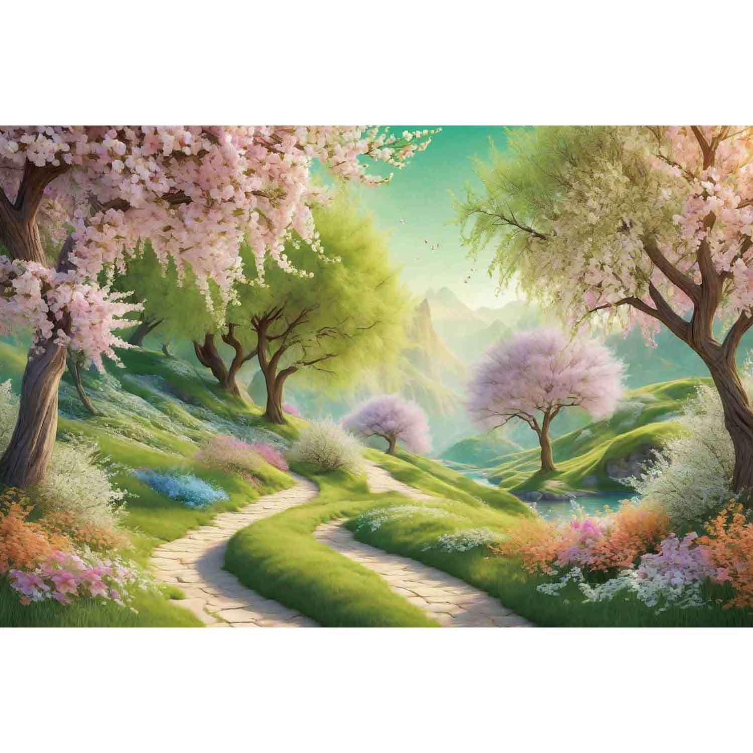 Fairy Birthday Spring Sce Background For Photography Gre Trees Flowers ...
