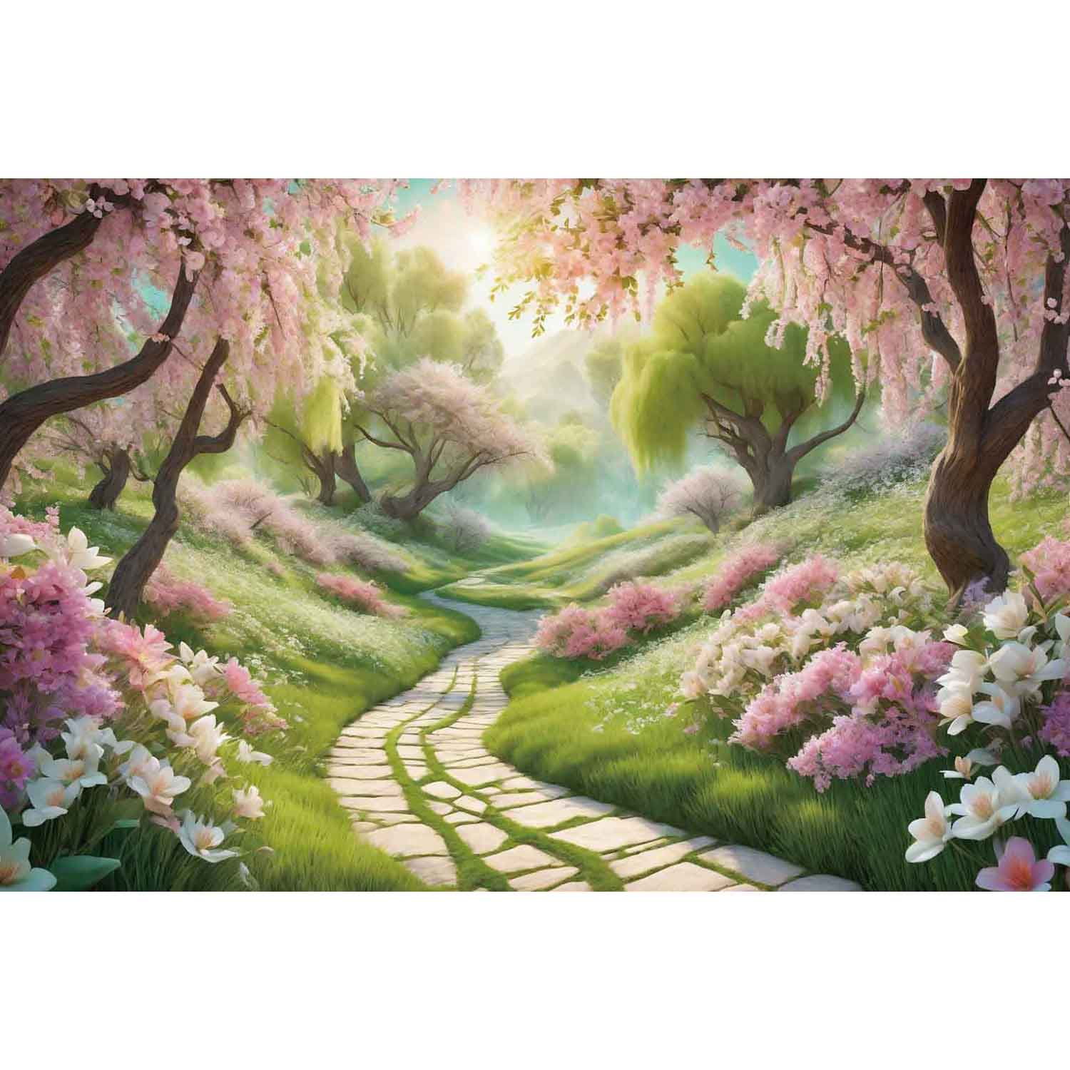 Fairy Birthday Spring Sce Background For Photography Gre Trees Flowers ...