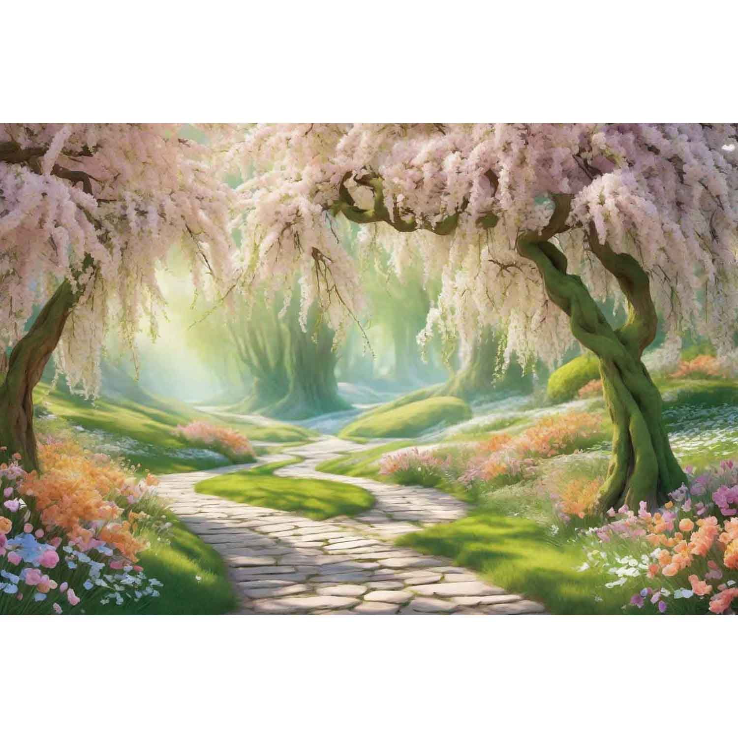 Fairy Birthday Spring Sce Background For Photography Gre Trees Flowers ...