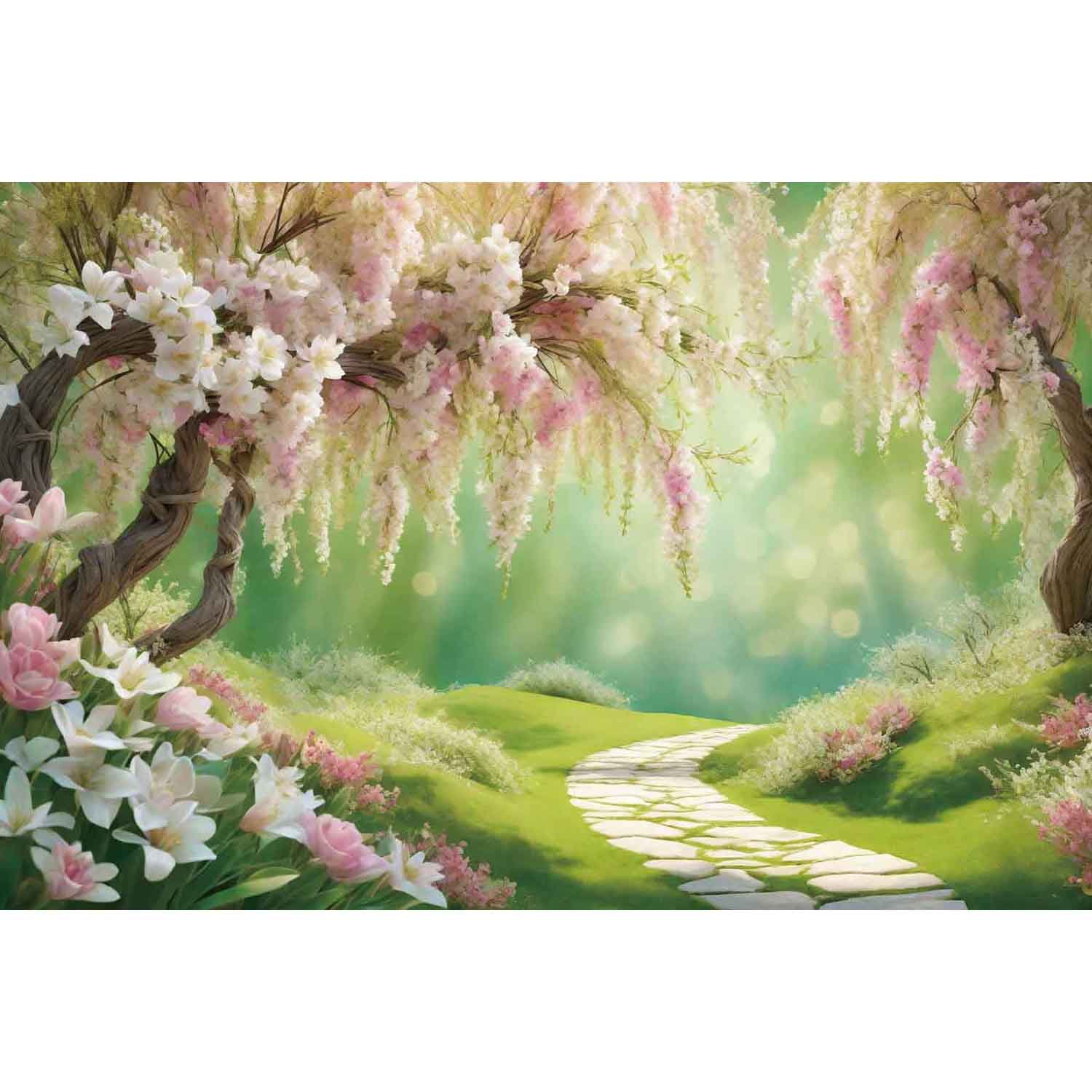 Fairy Birthday Spring Sce Background For Photography Gre Trees Flowers ...