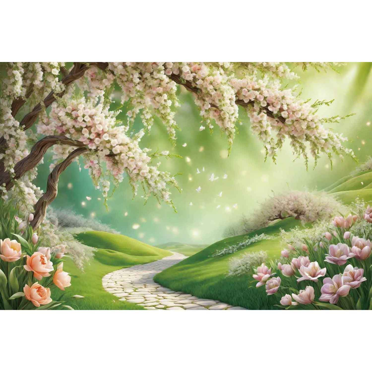 Fairy Birthday Spring Sce Background For Photography Gre Trees Flowers ...