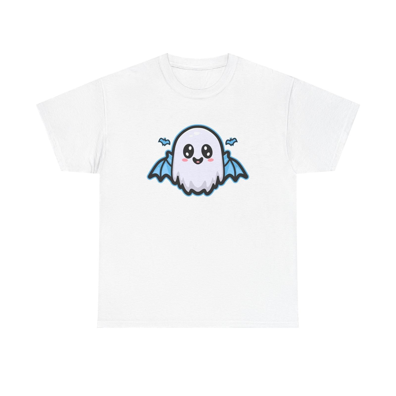 Fairy Boo Tee: Heavyweight Black Cotton Cute Ghost w/ Blue Wings ...