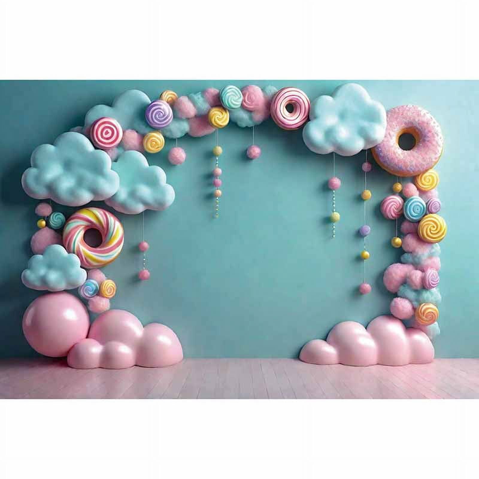 Fairy Candyland Birthday Backdrop Doughnut Cotton Candy Cloud Sky ...