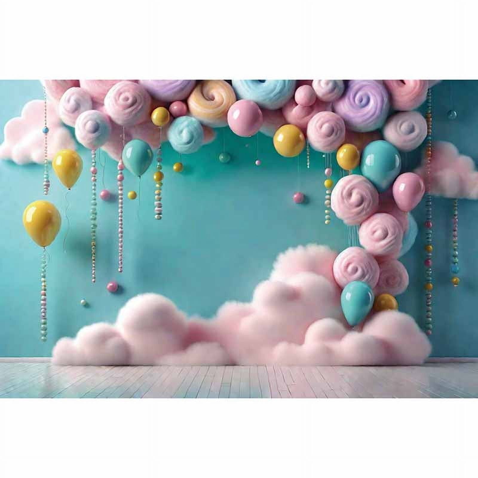 Fairy Candyland Birthday Backdrop Doughnut Cotton Candy Cloud Sky ...
