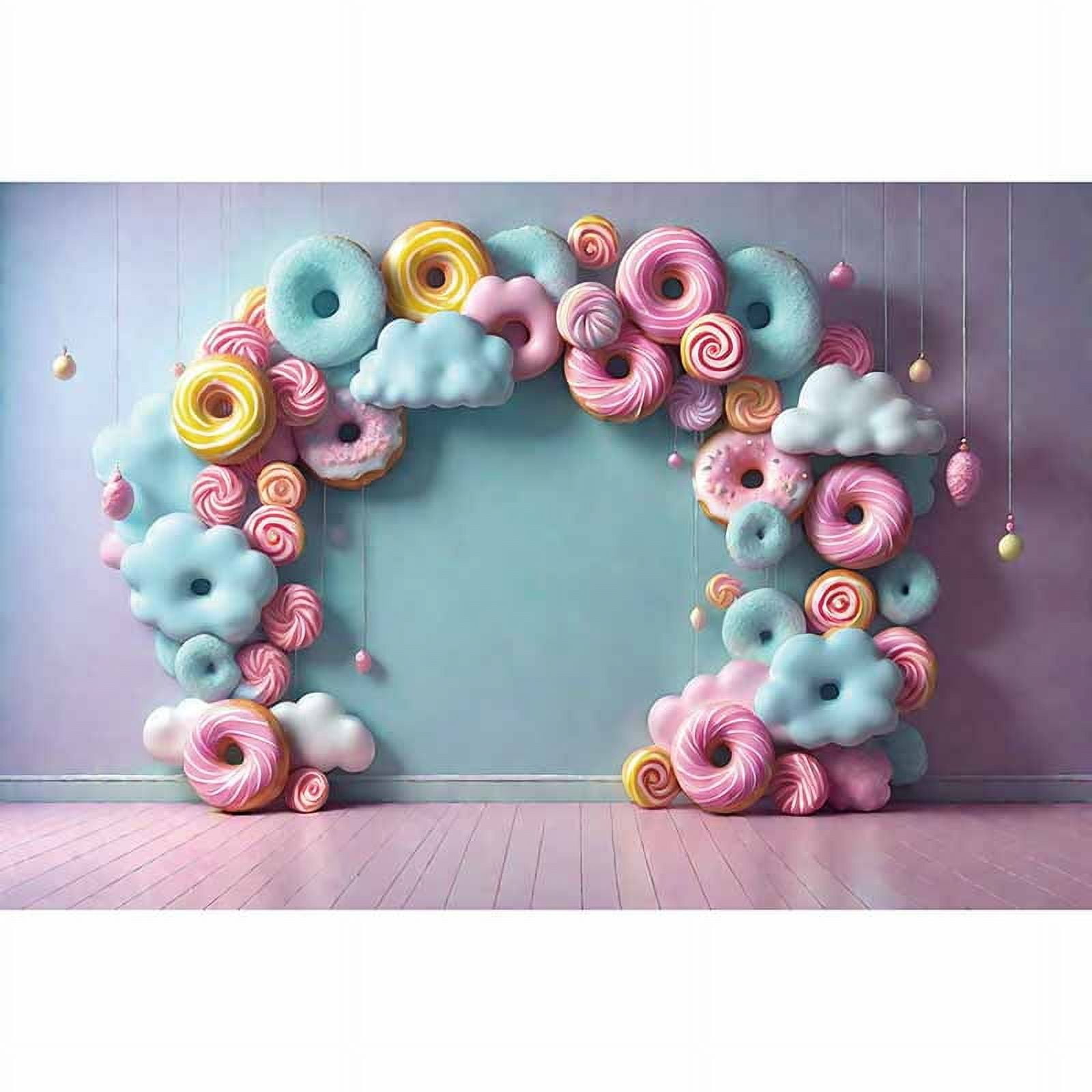 Fairy Candyland Birthday Backdrop Doughnut Cotton Candy Cloud Sky ...