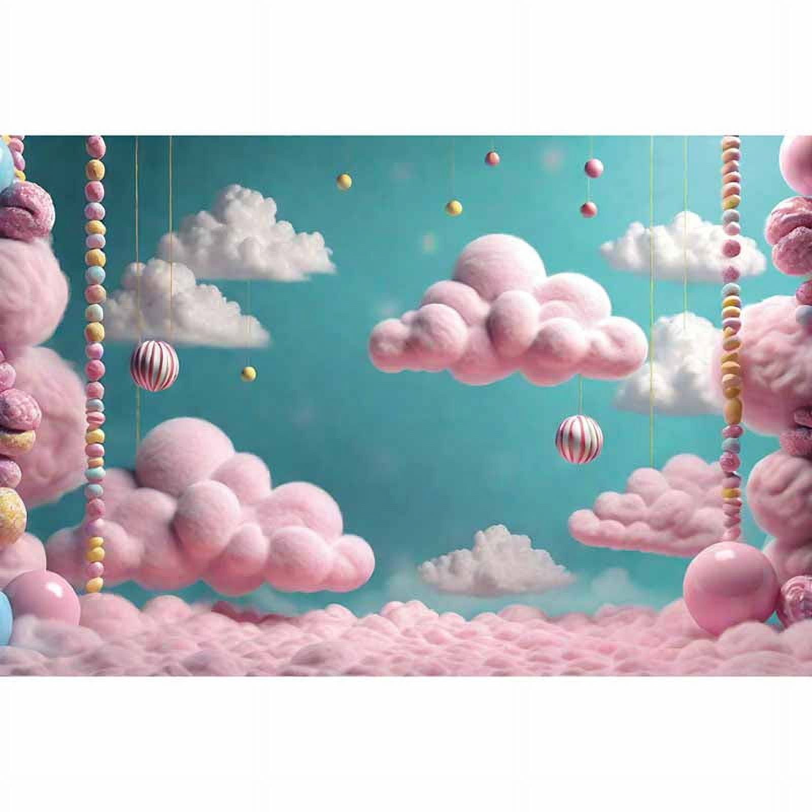 Fairy Candyland Birthday Backdrop Doughnut Cotton Candy Cloud Sky ...