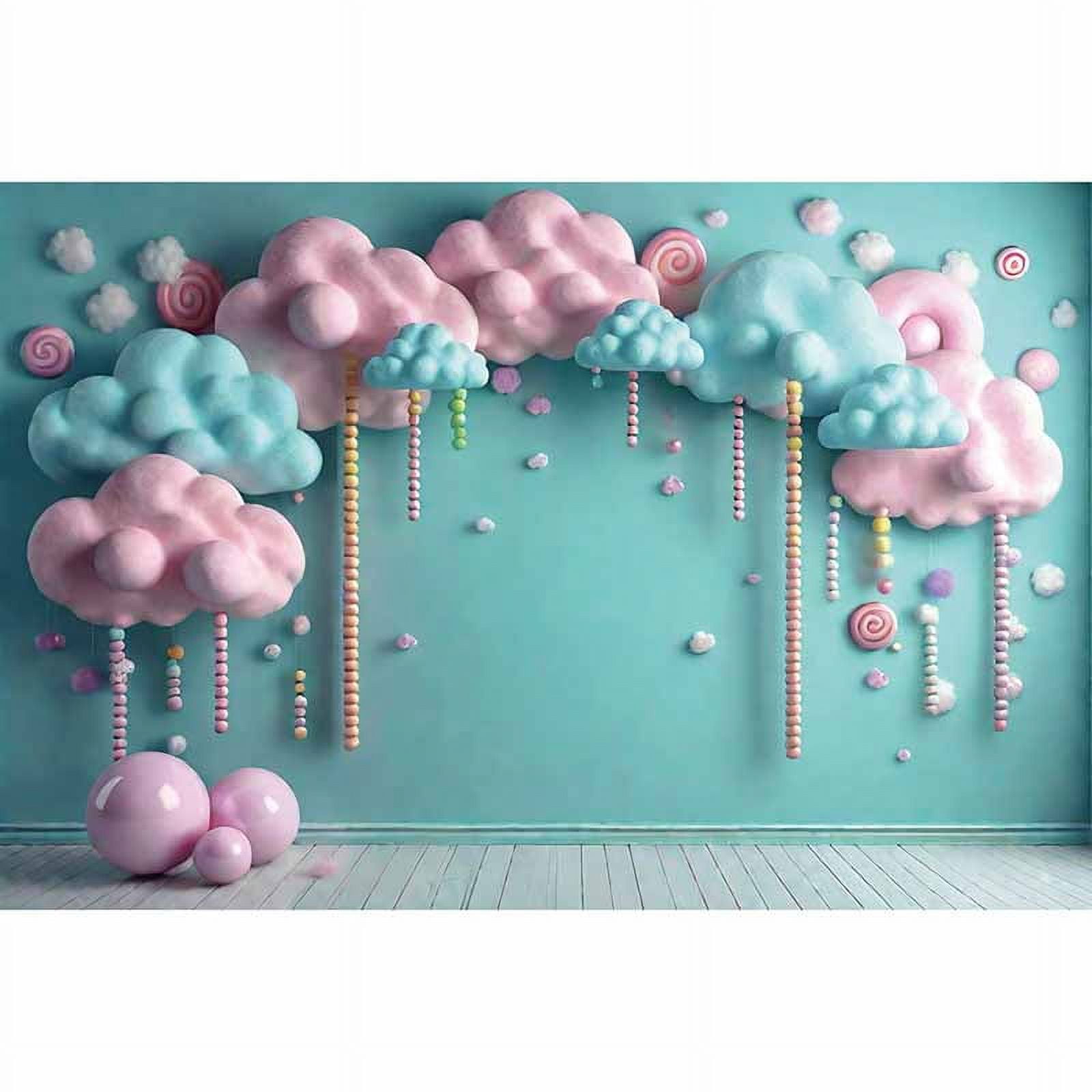 Fairy Candyland Birthday Backdrop Doughnut Cotton Candy Cloud Sky ...