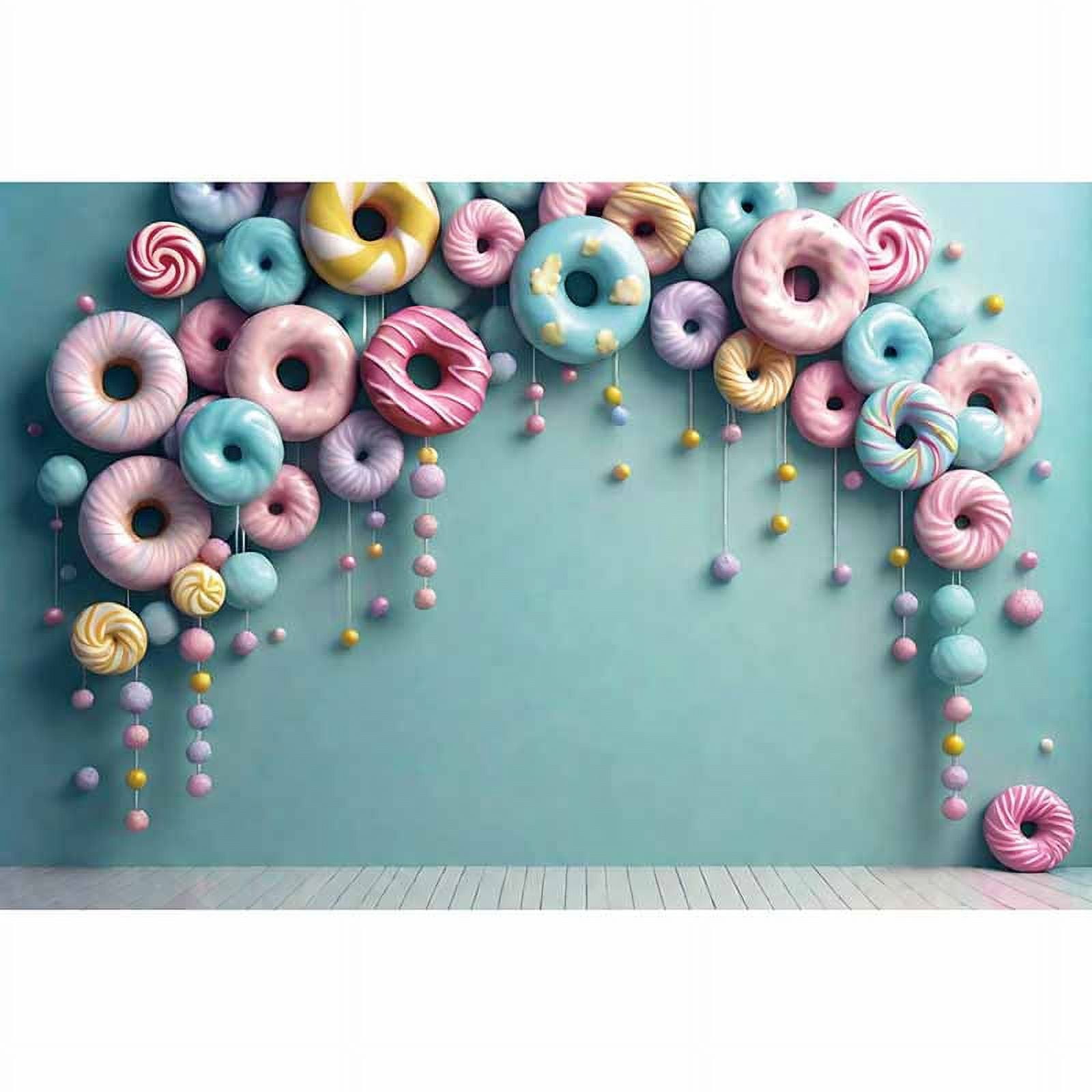 Fairy Candyland Birthday Backdrop Doughnut Cotton Candy Cloud Sky ...