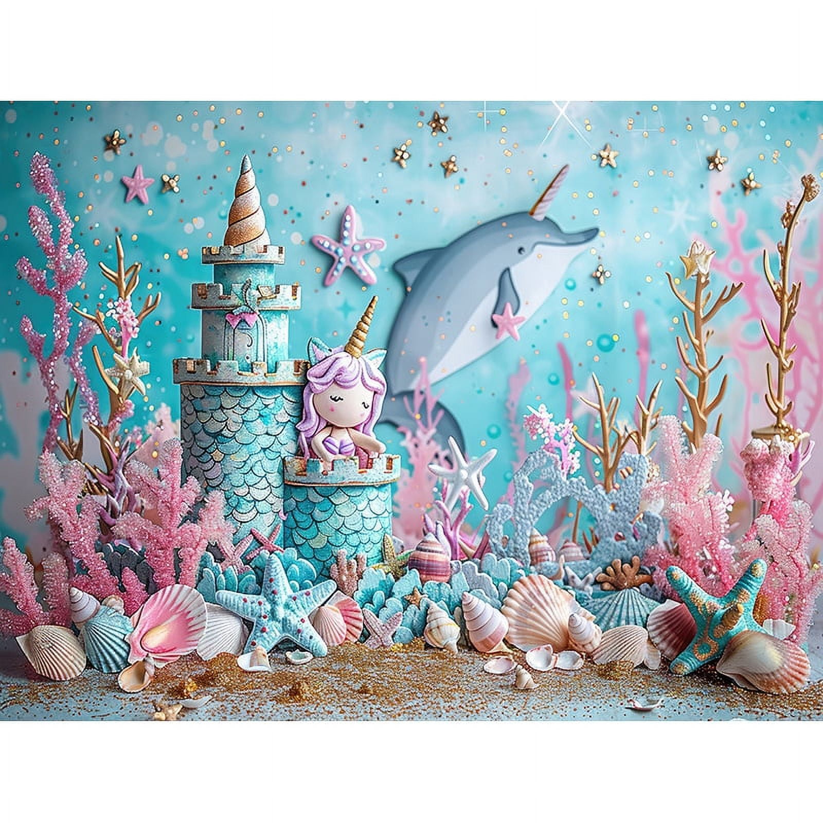 Fairy Castle Mermaid Seashells Circus Tent Photography Backdrops Balloons Birthday Party Decor ...