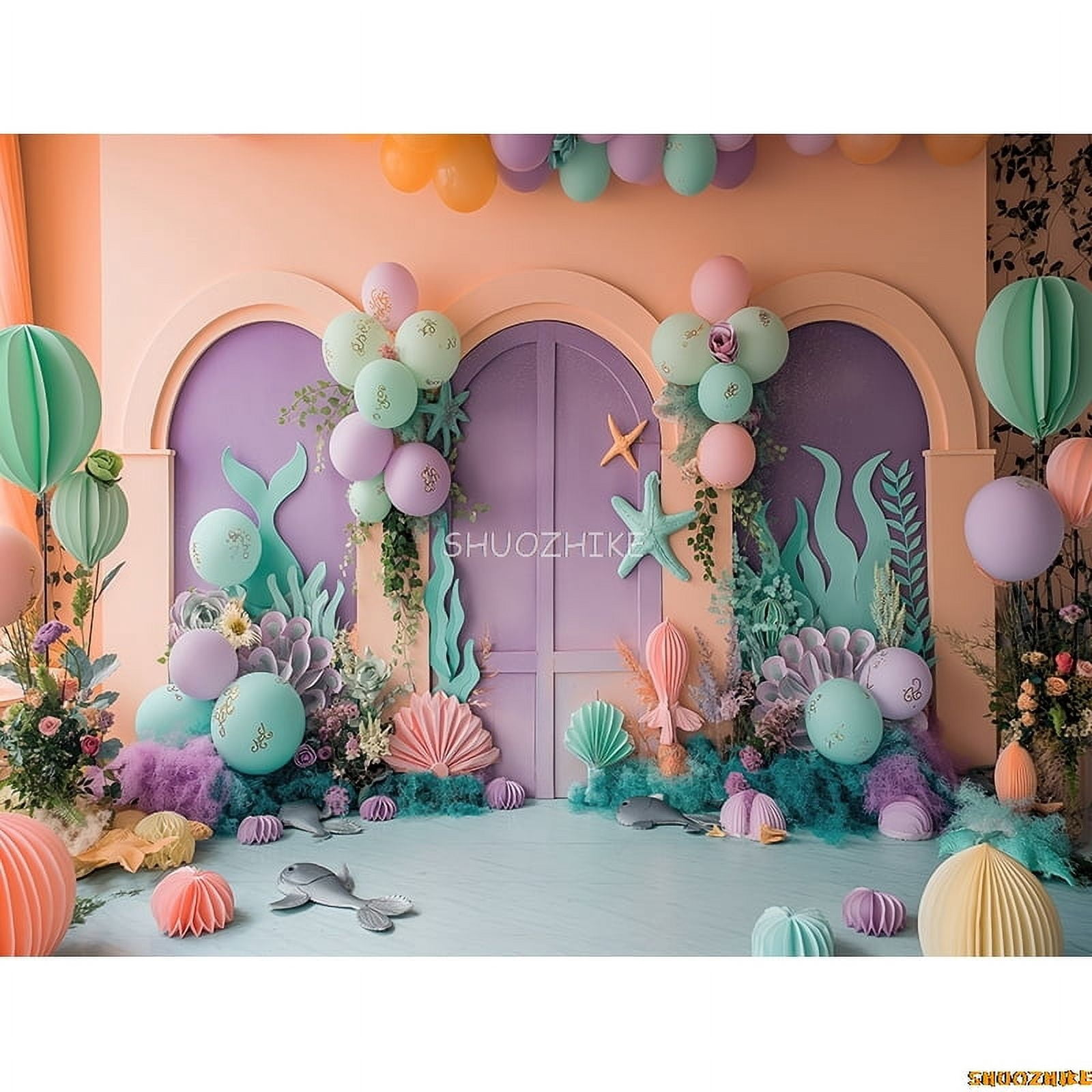 Fairy Castle Mermaid Seashells Circus Tt Photography Backdrops Balloons ...