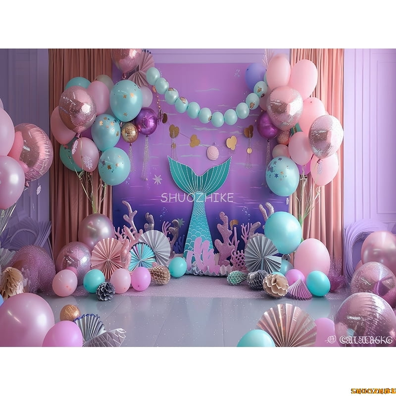 Fairy Castle Mermaid Seashells Circus Tt Photography Backdrops Balloons ...
