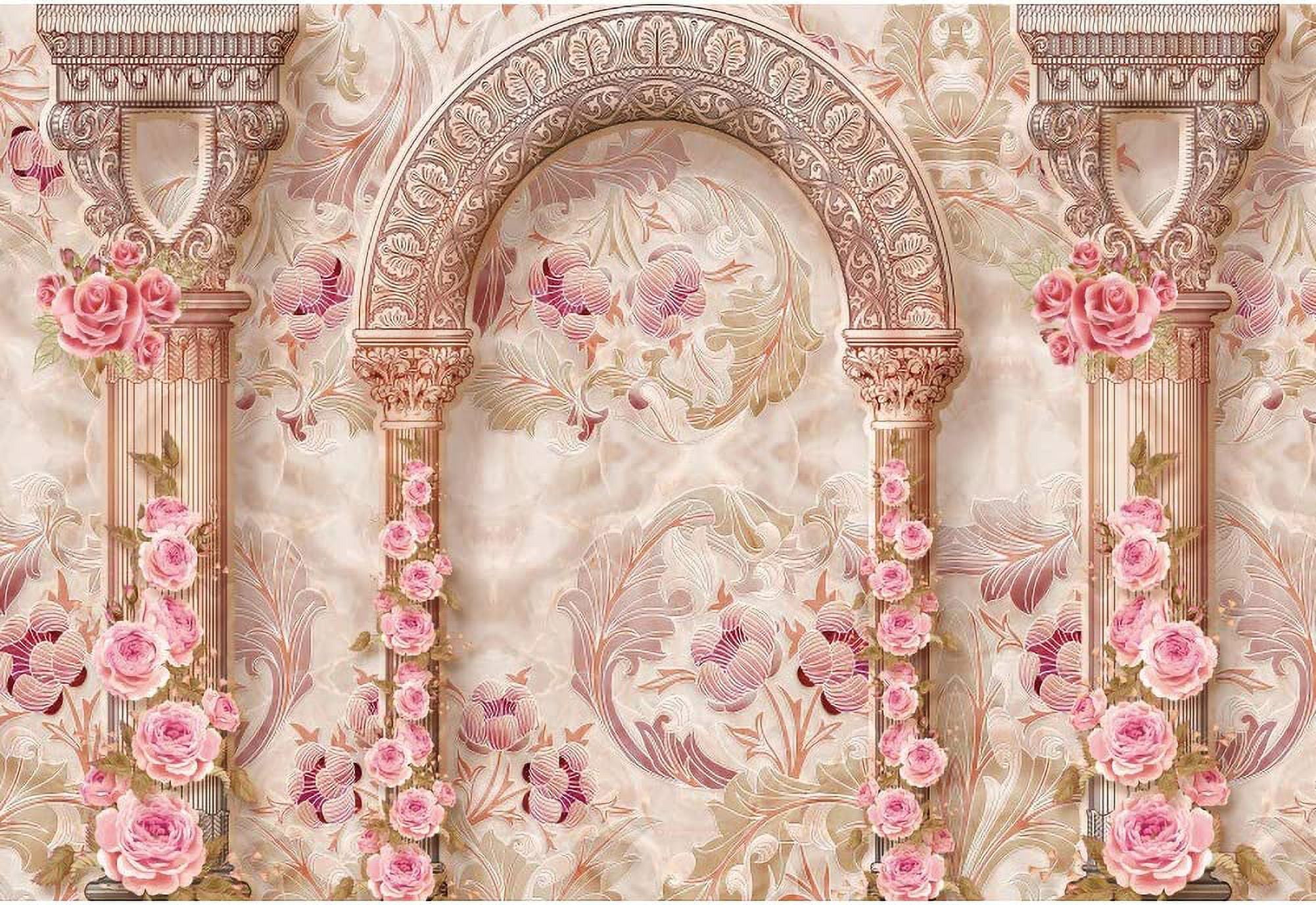 Fairy Castle Wall Photography Backdrop Vintage Arch Pillar Flower Mural ...