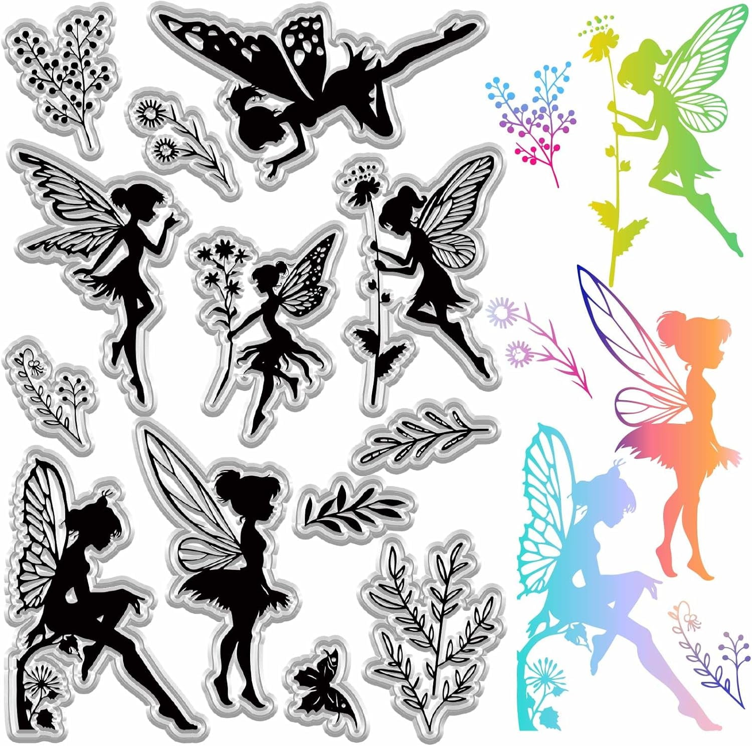 Fairy Clear Stamps Elves Angel Wings Flower Butterfly Plant Flying ...