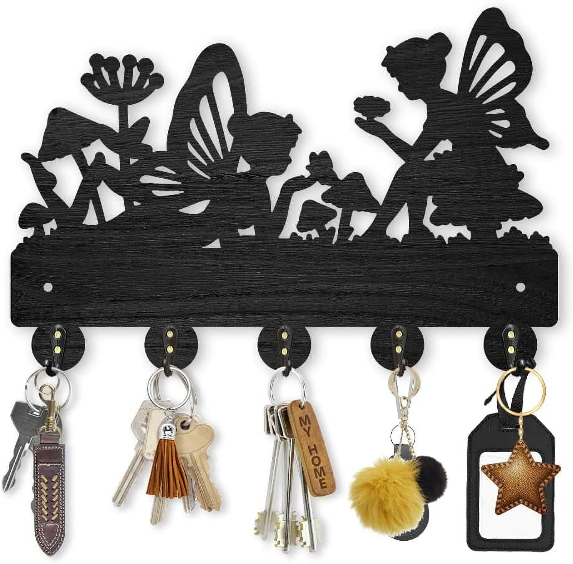 Fairy Coat Hooks Wall Mount Elf Mushroom Wood Key Holder for Wall 11.8× ...