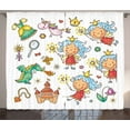 Fairy Curtains 2 Panels Set, Cartoon Princess Pattern with Magic Wand ...