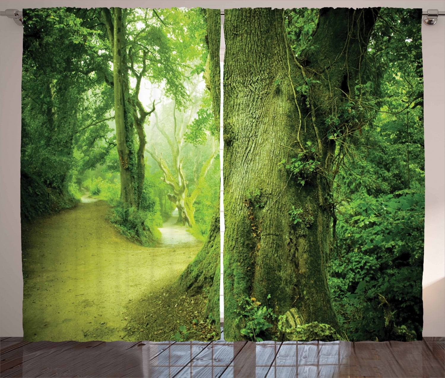 Ambesonne Tale Curtains 2 Panel Set, Wilderness Fantasy Theme, 108" x ...