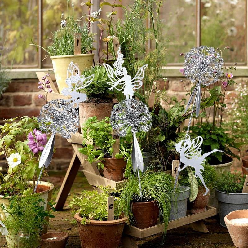 Fairy Dandelion Garden Sculpture Simulation Plant Fairy Dancing Garden ...