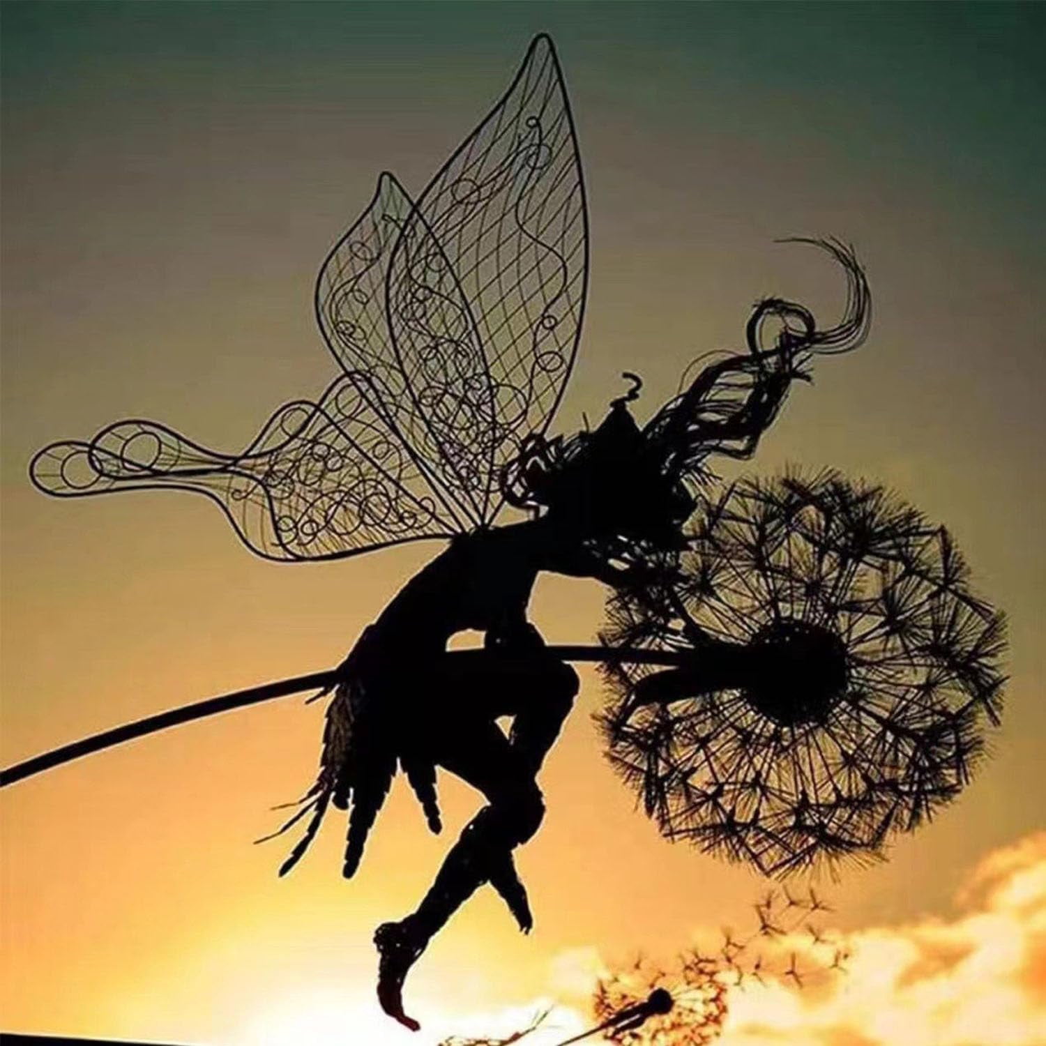 Fairy Dandelion Wire Sculpture, Dancing Fairy Dandelion Garden ...
