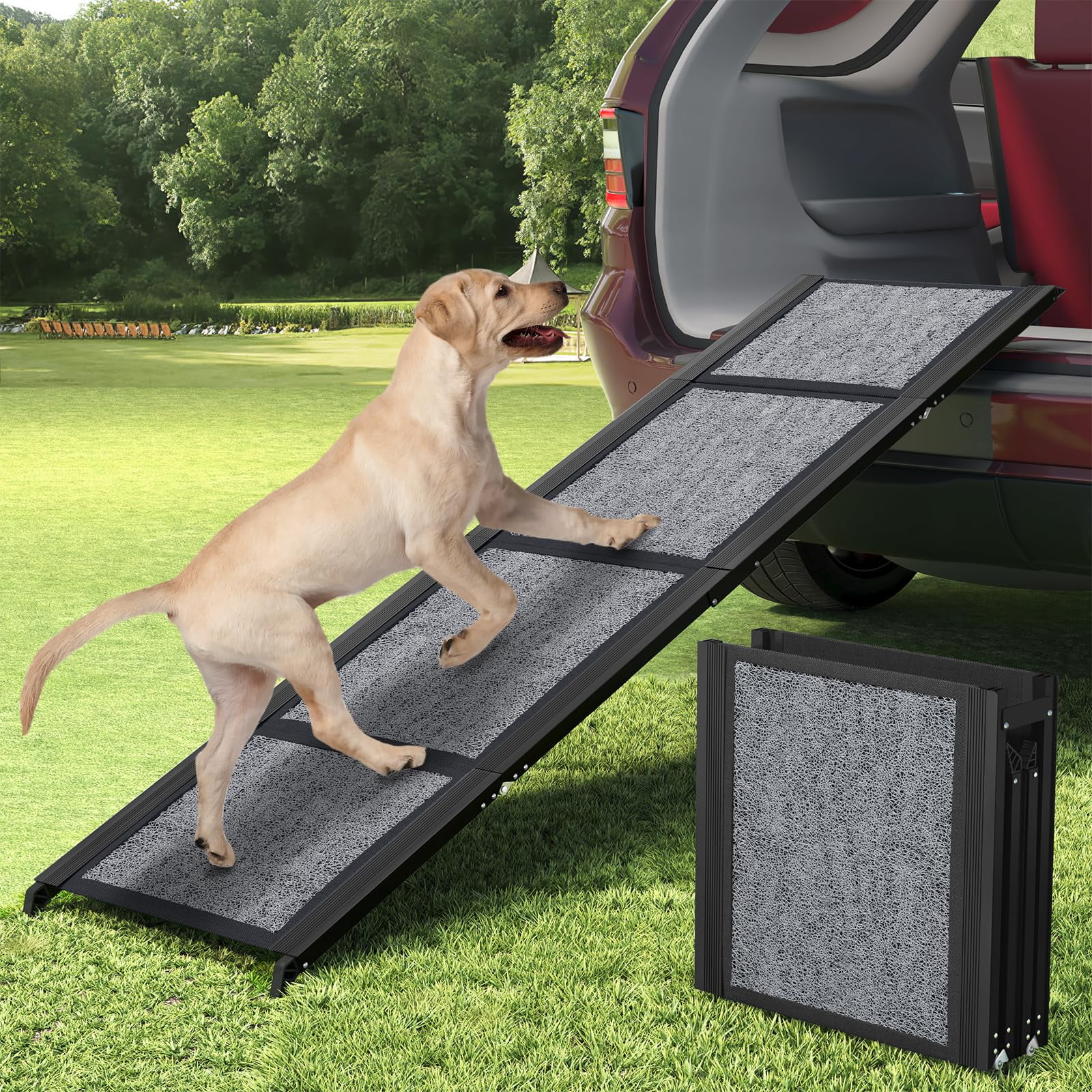 Fairy Dog Ramp for Car, 67" Long & 17" Extra Wide Dog Car Ramp Up to ...