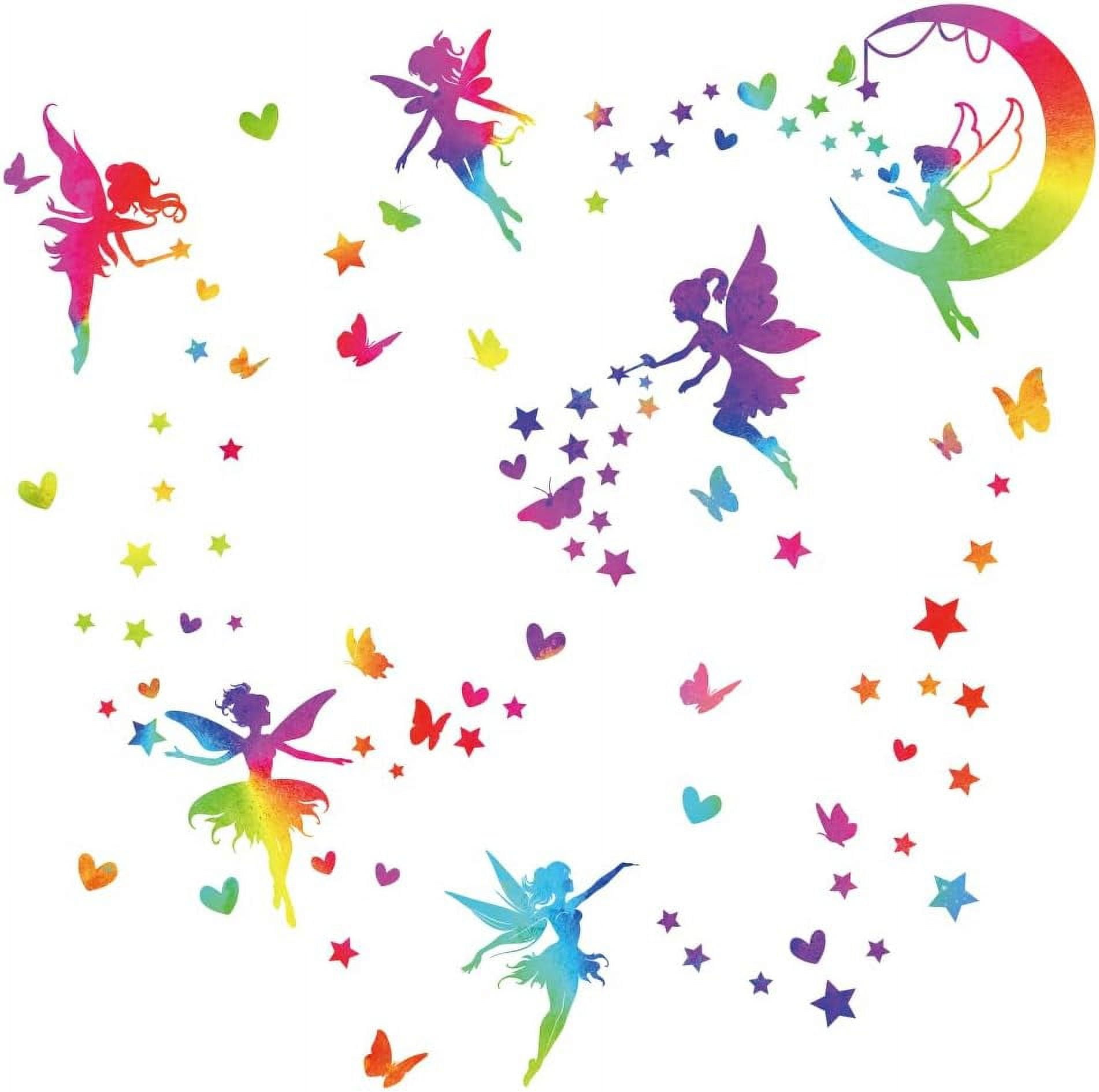 Fairy Elf Wall Decals Fairy of The Moon Wall Stickers Bufferflies Heart ...