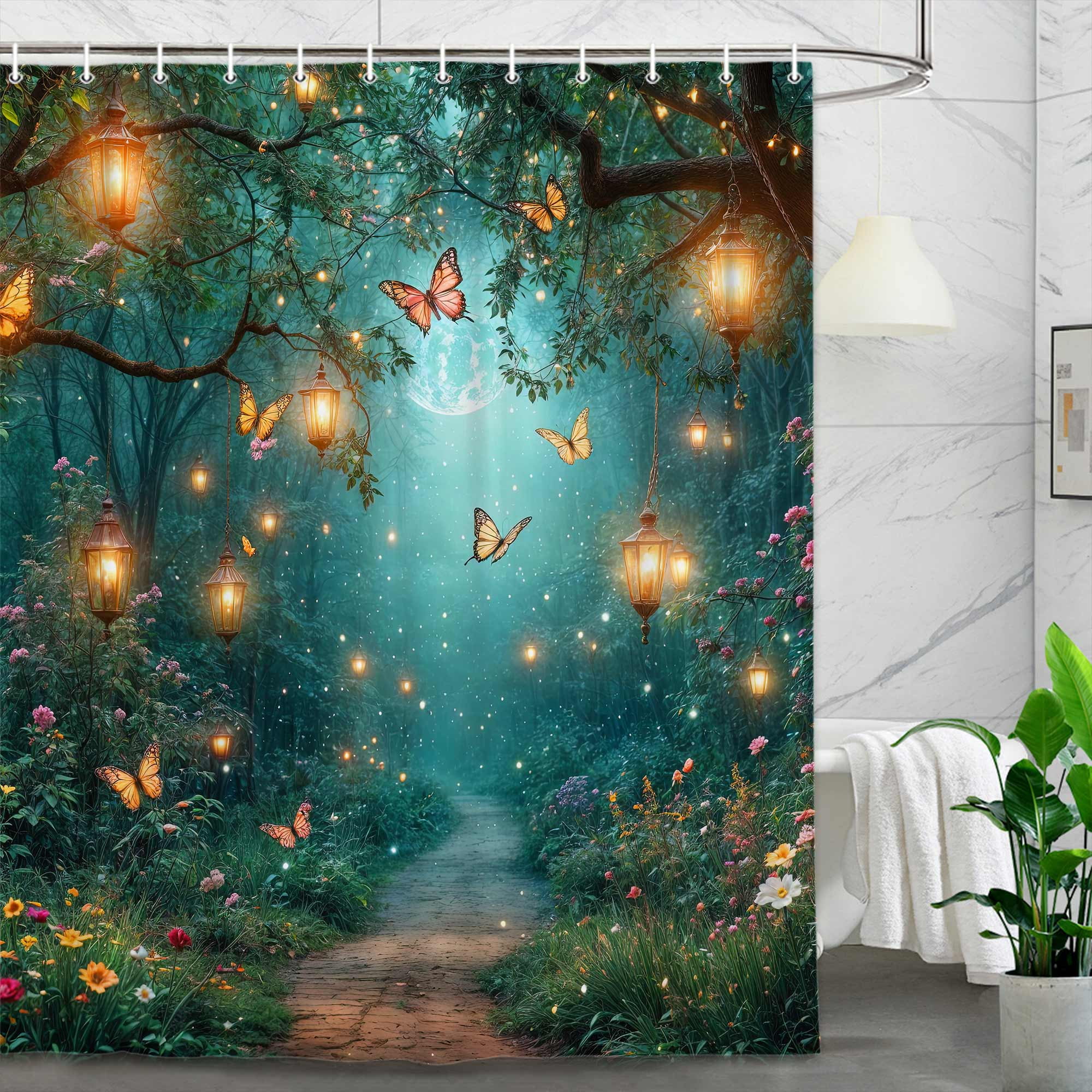 Fairy Enchanted Forest Shower Curtain, Spring Fantasy Wonderland Jungle ...