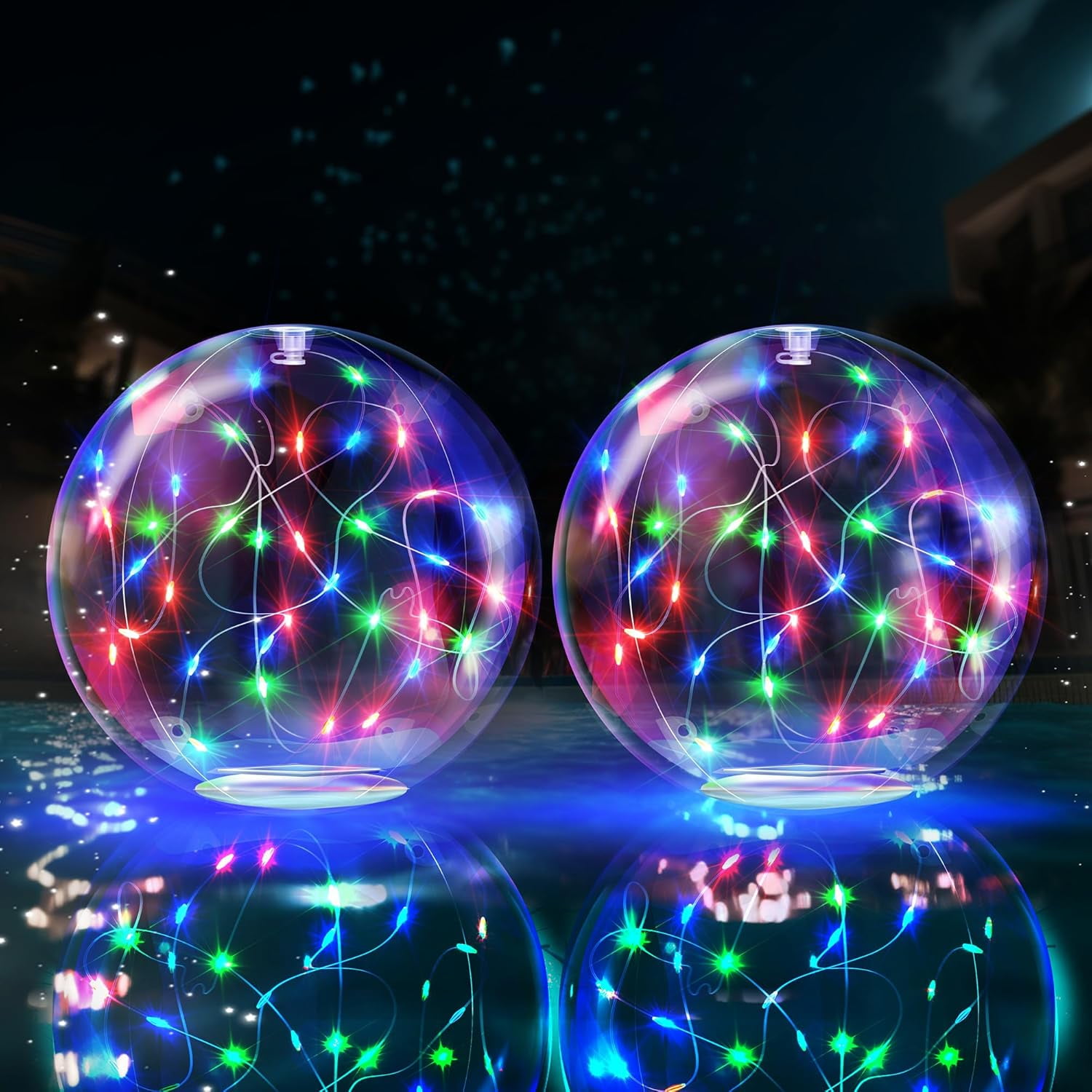 Fairy Floating Pool Lights Solar Powered - 14" Inflatable Waterproof ...