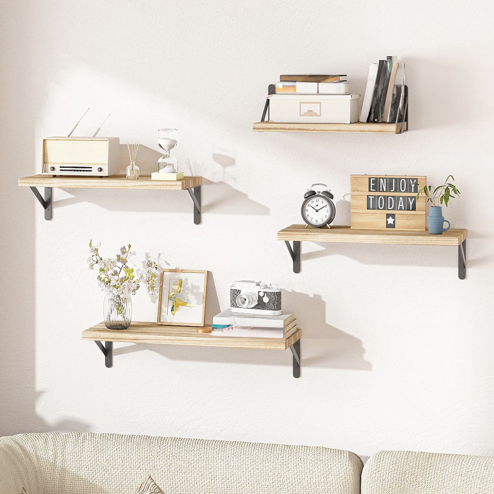 Fairy Floating Shelves, Rustic Wood Shelves, 4 Sets of Wall Mounted ...