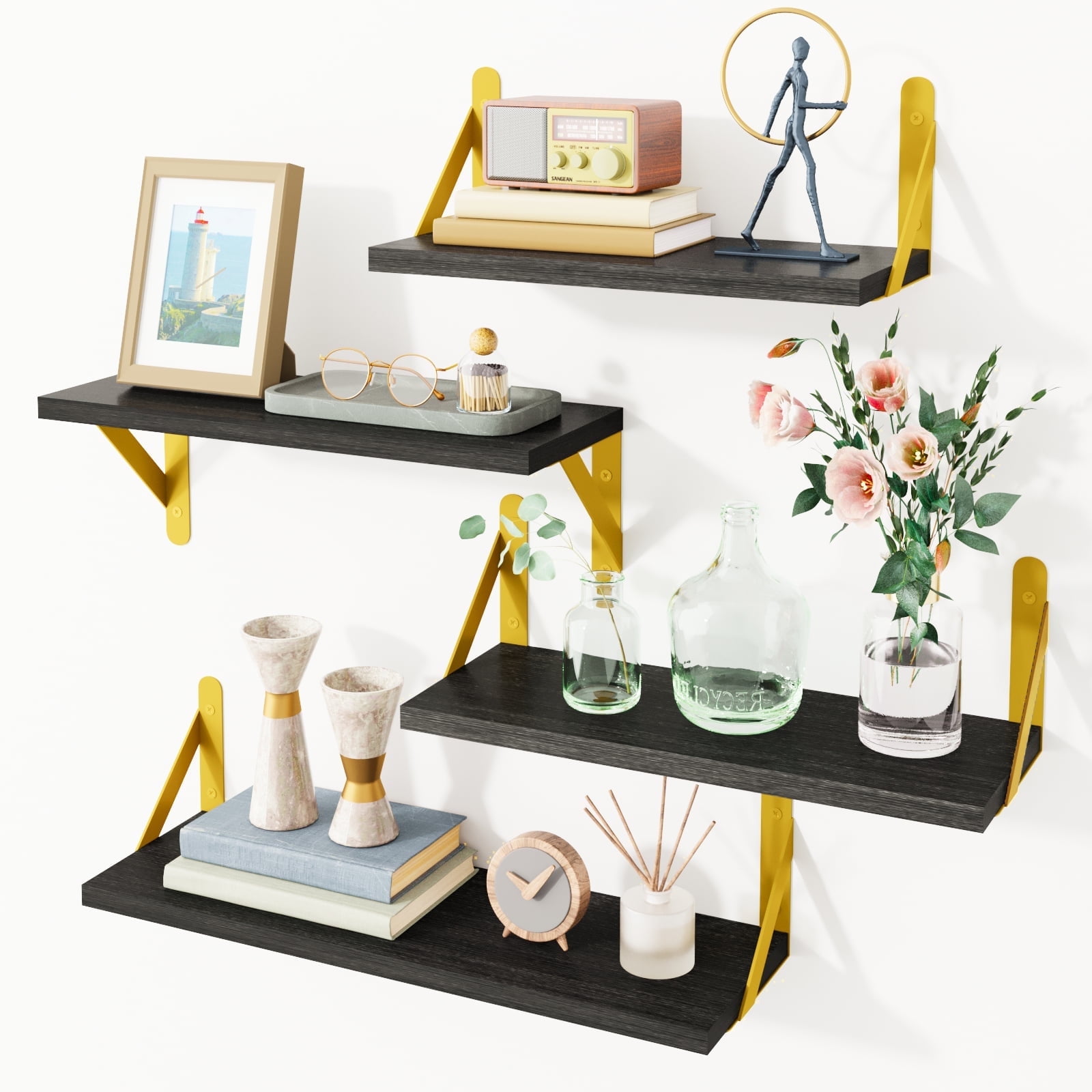 Fairy Floating Shelves, Rustic Wood Shelves, 4 Sets of Wall Mounted ...